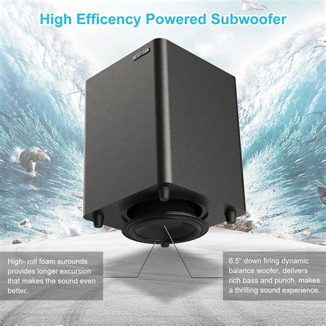 Bestisan Powered Subwoofer Deep Bass Sub Down Firing Subs Easy Setup