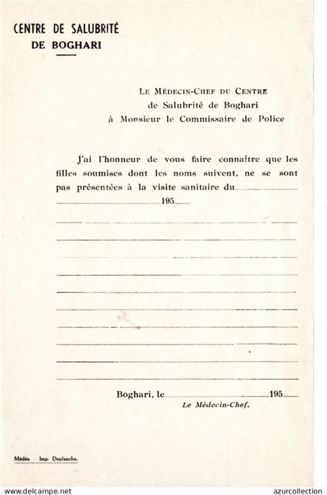 Documents Historiques Prostitution Doc Police De Boghari Vierge