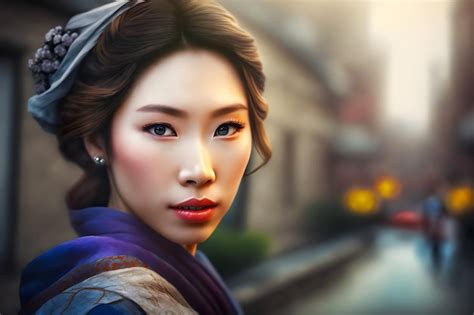 Premium Ai Image Portrait Of An Ethnic Korean Woman Neural Network Ai Generated