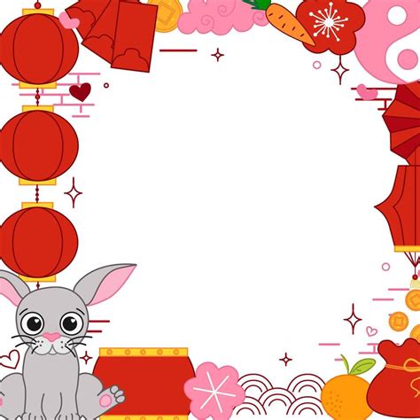 Classic Chinese Elements 2035 Bunny Rabbit Lunar Lantern Festival Cny