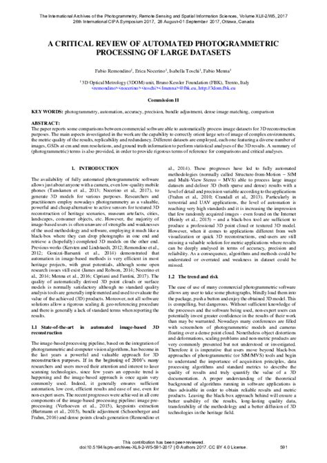 Pdf A Critical Review Of Automated Photogrammetric Processing Of