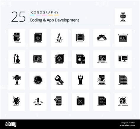 Coding And App Development 25 Solid Glyph Icon Pack Including Notepad