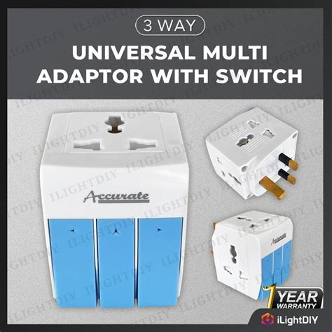 3 Way Universal Multiple Adaptor 13a 3 Pin Uk Plug Extension Socket With Individual Switch