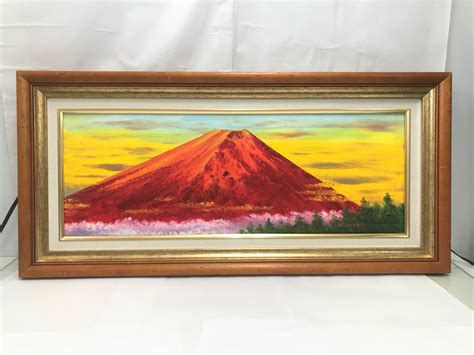Yahoo オークション TM 小林幸三 油彩 W4号赤富士額装品 画寸約
