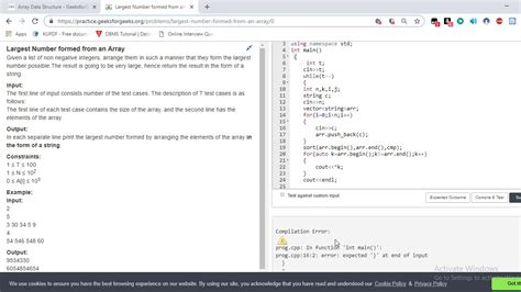 Arrange Given Numbers To Form The Biggest Number Youtube