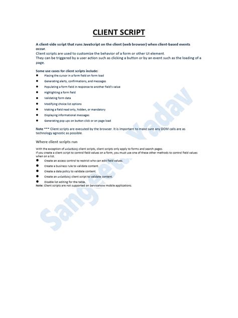 Servicenow Client Script Pdf