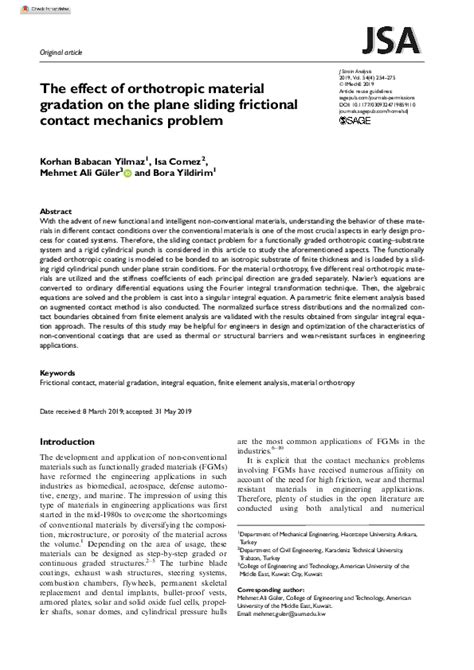 Pdf The Effect Of Orthotropic Material Gradation On The Plane Sliding