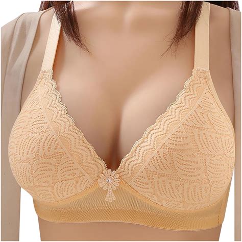 Bigersell Womens Full Coverage Bras Without Underwire Padded Push Up Bras Comfortable V Neck