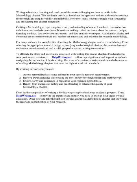 How To Write Methodology Chapter In Thesis Pdf