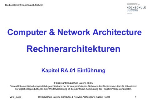 Cna Ra 1 Rechnerarchitektur Präsentation Fs22 Computer And Network