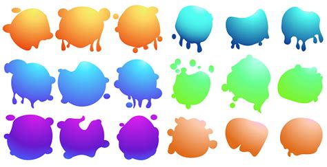 페인트의 컬러 스플래시 스프레이 방울 얼룩 젖은 페인트 방울 흔적이 있는 프레임 그런지 물 스프레이 방울 스패터 더러운 얼룩 튄 자국 및 스플래시 실루엣 벡터 그림 흰색