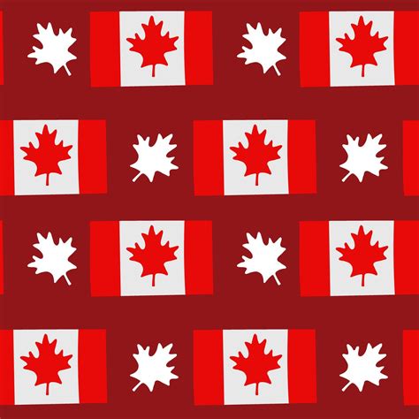 Seamless Canadian Flag Pattern With Alternating Maple Leaves In Bold