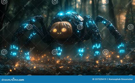 Spider Robot Android Vector Illustration Isolated On White Background