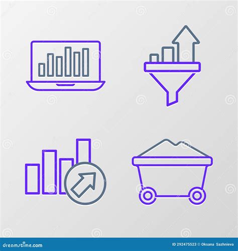 Set Line Coal Mine Trolley Financial Growth Sales Funnel With Chart