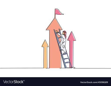 Single Continuous Line Drawing Of Young Arabian Vector Image