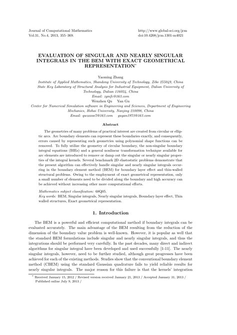 Pdf Evaluation Of Singular And Nearly Singular Integrals In The Bem