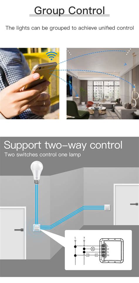 1 2 3 4gang Tuya Wifi Zigbee Smart Light Switch Module No Neutral Wire 2 Way Control Mini Diy