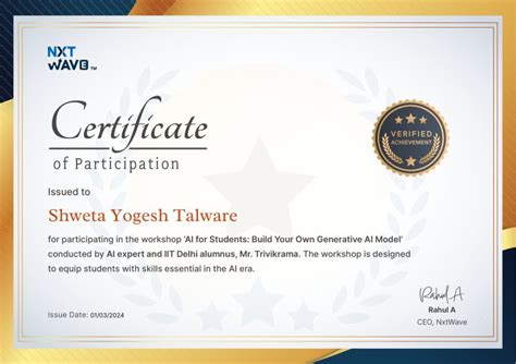 Shweta Talware On Linkedin Connections Generativeai Workshop Certificateofparticipation