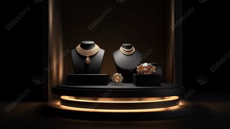 Gold Jewellery On The Display With Illumination Powerpoint Background For Free Download Slidesdocs