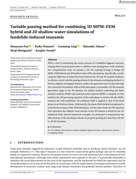 Pdf Variable Passing Method For Combining 3d Mpmfem Hybrid And 2d
