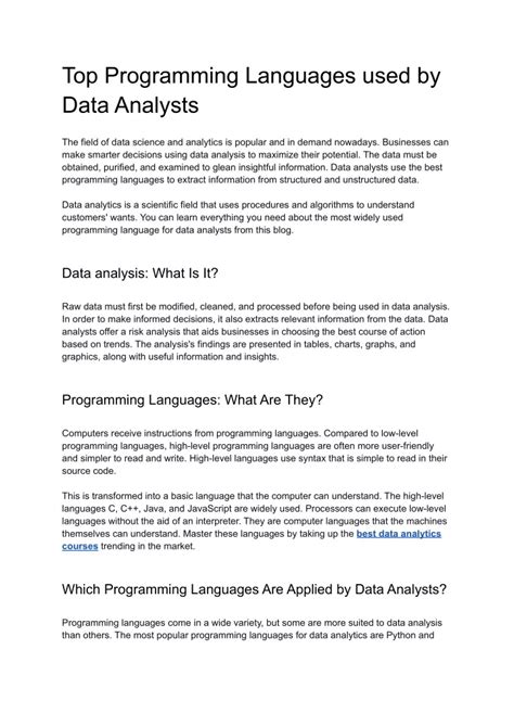 PPT Top Programming Languages Used By Data Analysts PowerPoint Presentation ID