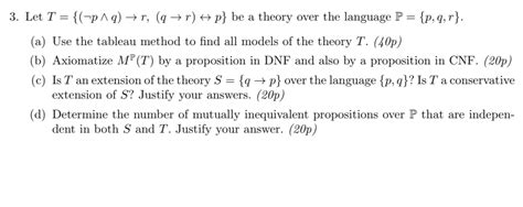 Solved Let T Pq R Qr P Be A Theory Over The Chegg Com