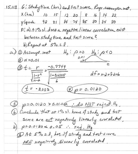 Statistics Homework Problems Inferences In Correlation