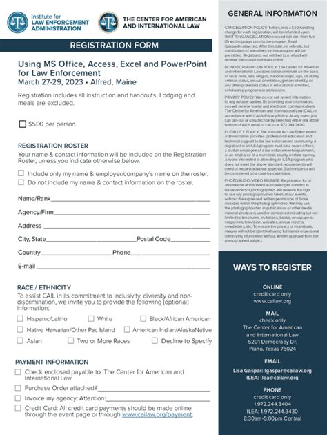 Fillable Online Ways To Register Using Ms Office Access Excel And