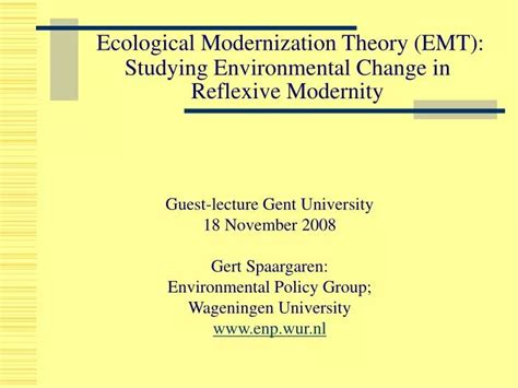 Ppt Ecological Modernization Theory Emt Studying Environmental