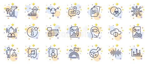 Outline Set Of Genders Developers Chat And Survey Results Line Icons For Web App Pictogram