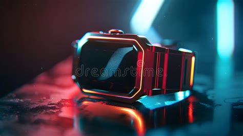 Futuristic Smartwatch With Neon Glow And Sleek Metal Frame Stock
