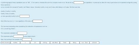 Solved In Performing Logical Binary Operations Such As Andand