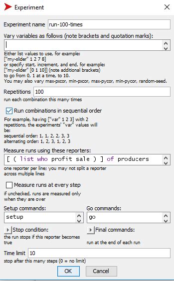netlogo behaviorspace reporter for measuring runs failed to report