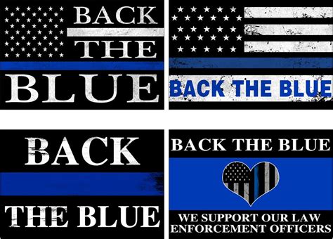4 Pack American Back The Blue Bumper Sticker For Carthin