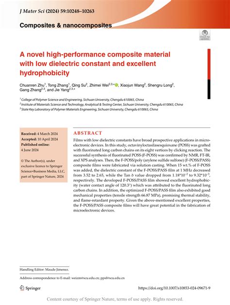 A Novel High Performance Composite Material With Low Dielectric Constant And Excellent