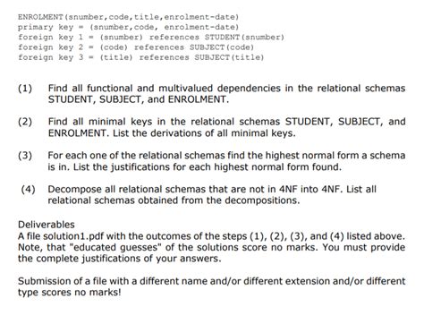 task 1 3 0 marks analysis of relational schemas and
