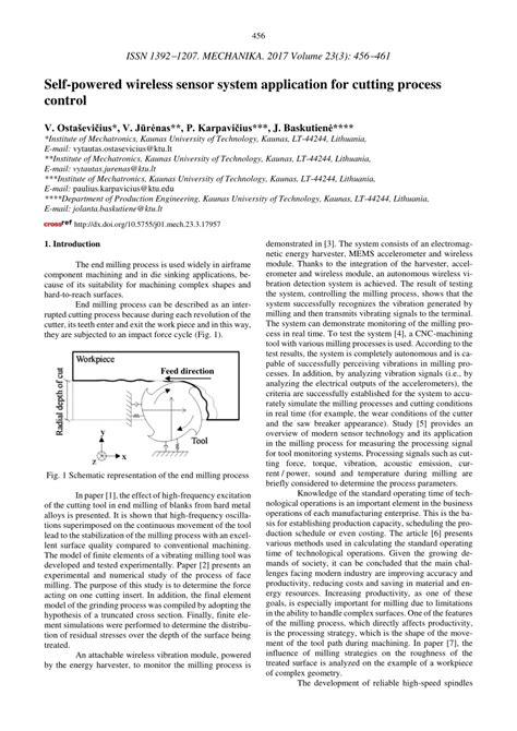 Pdf Self Powered Wireless Sensor System Application For Cutting