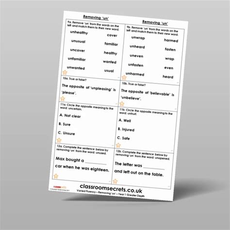 Year 1 Removing Un Varied Fluency Resource Classroom Secrets