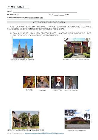 Ensino Religioso Em Sala De Aula Organizações Religiosas E Lugares