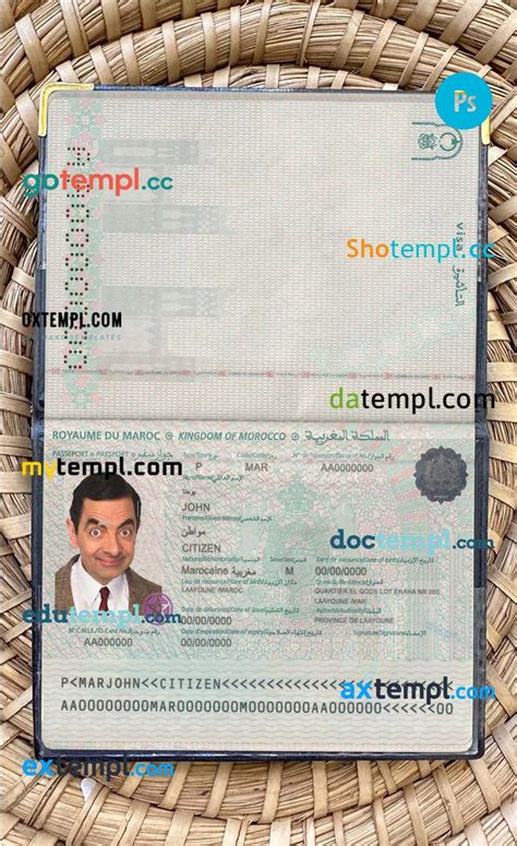 Sample Morocco Passport Editable Psds Scan And Photo Realistic