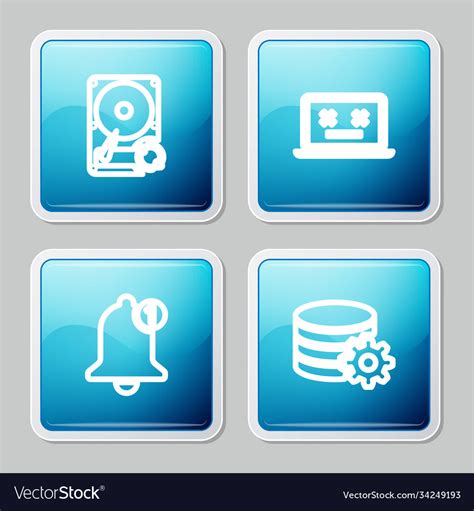 Set Line Hard Disk Drive Hdd Sync Refresh Dead Vector Image