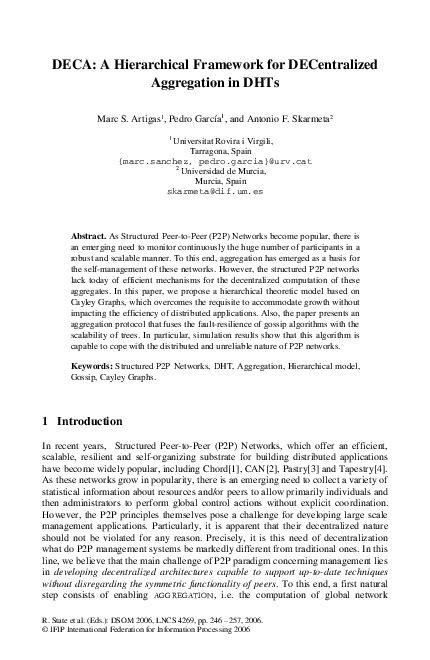 Pdf Deca A Hierarchical Framework For Decentralized Aggregation In Dhts