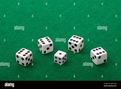 Team Building Dice Game Large 6s And Small 1s Green Felt Stock Photo