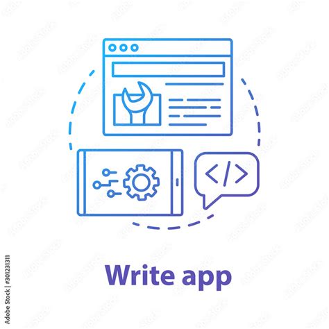Write App Concept Icon Software Development Idea Thin Line