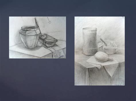 Линейно ­конструктивный рисунок натюрморта из гипсовых геометрических тел презентация онлайн