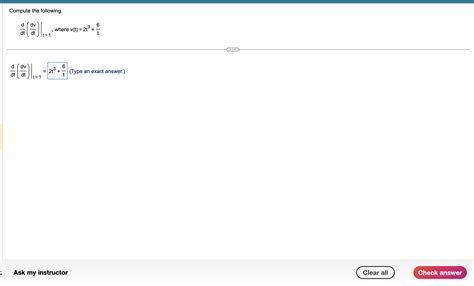 Solved Compute The Following Dtd Dtdv T 1 Where Chegg Com