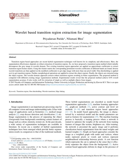 Pdf Wavelet Based Transition Region Extraction For Image Segmentation