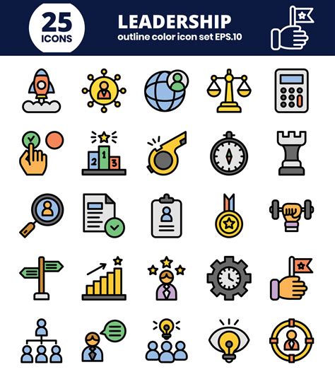 Leadership Color Outline Icons Set 47847615 Vector Art At Vecteezy