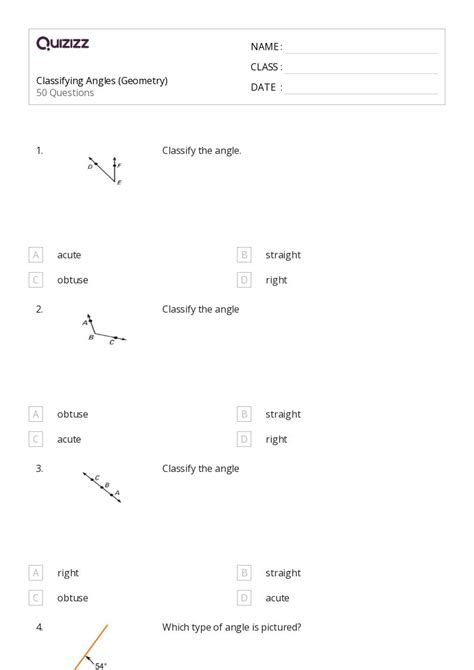 50 Classifying Angles Worksheets For 4th Grade On Quizizz Free