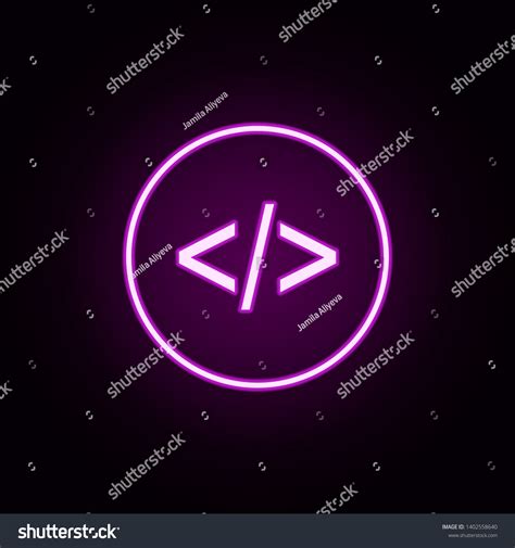 coding neon icon elements online web stock vector royalty free